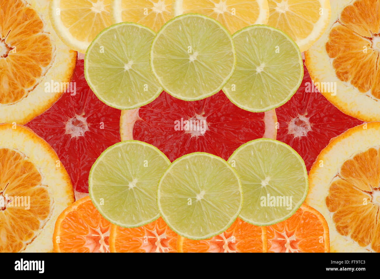 Composition made of slices of tropical fruits Stock Photo - Alamy