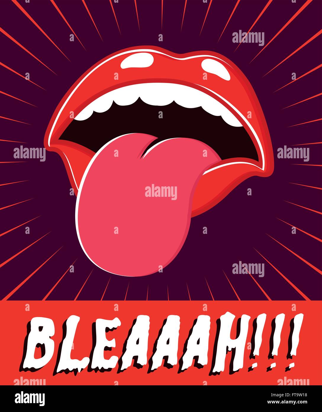 Bleah! Mouth sticking out tongue expressing disgust, distaste grimace ...