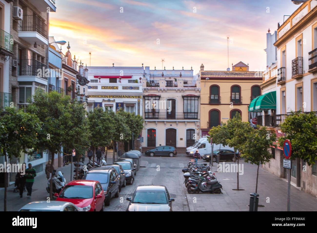 A street of Seville at sunset Stock Photo - Alamy