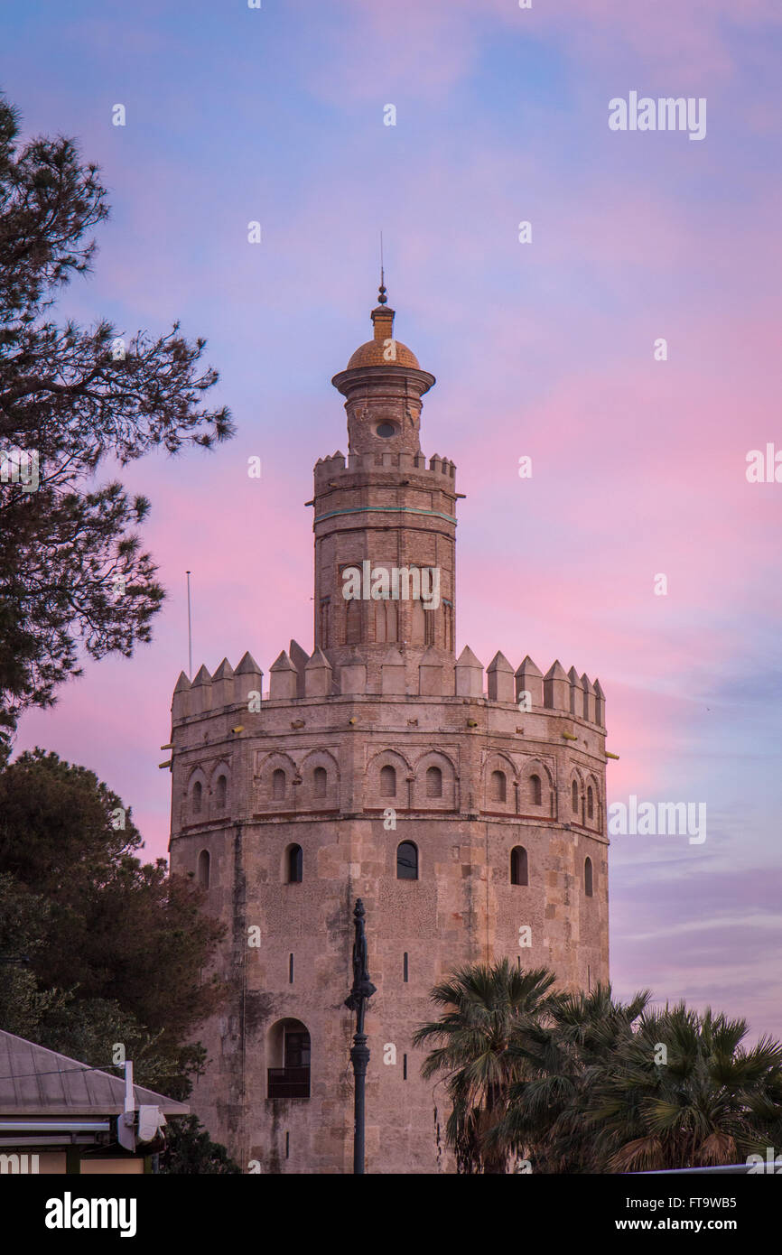 Torre del Oro at sunset Stock Photo - Alamy