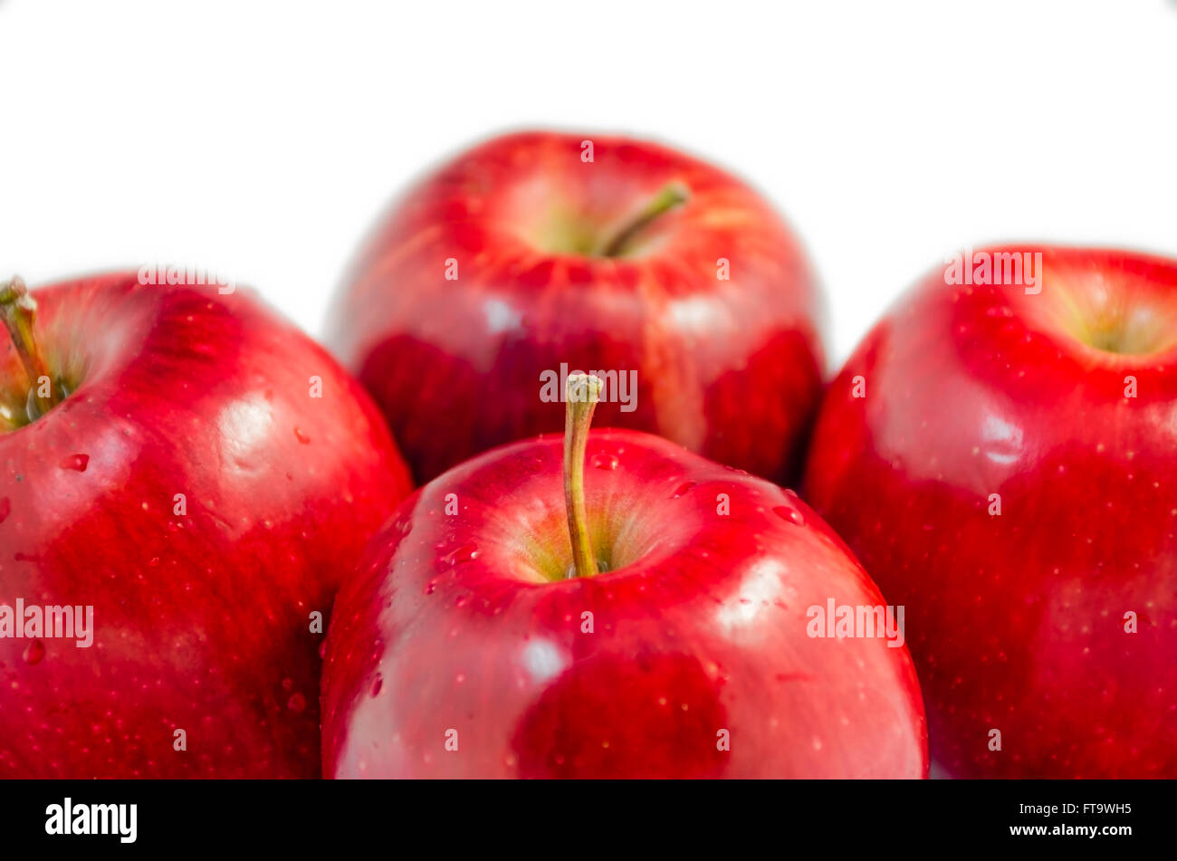 Red Apples Closed up on a white background Stock Photo - Alamy