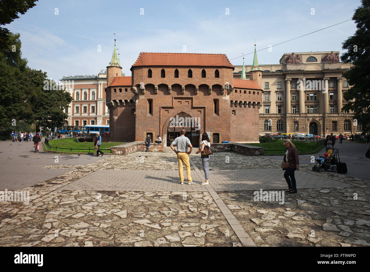 Poland, Krakow, Barbican fortification, part of an old city wall Stock ...