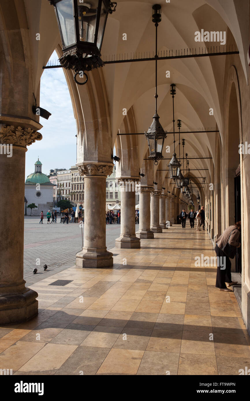 Arcade, colonnade of the Cloth Hall - Sukiennice in Old Town of Krakow ...