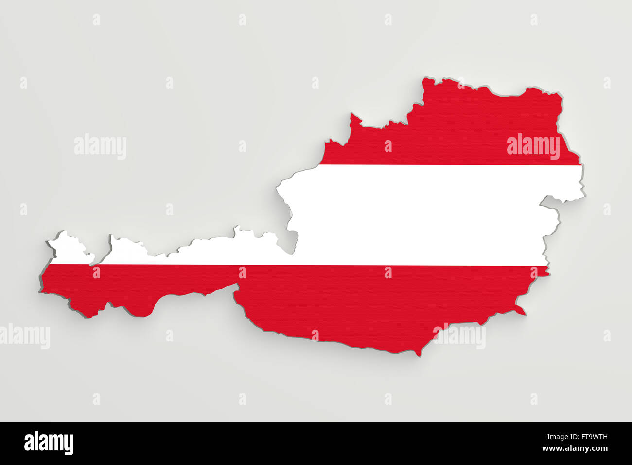 3d rendering of Austria map and flag on white background Stock Photo ...