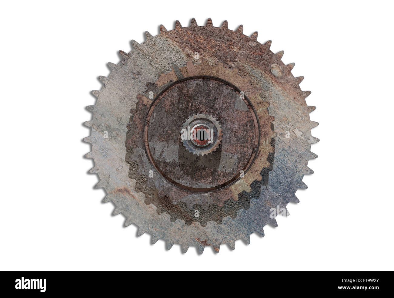3d rendering volume illustration of old rusty gear wheel on white ...