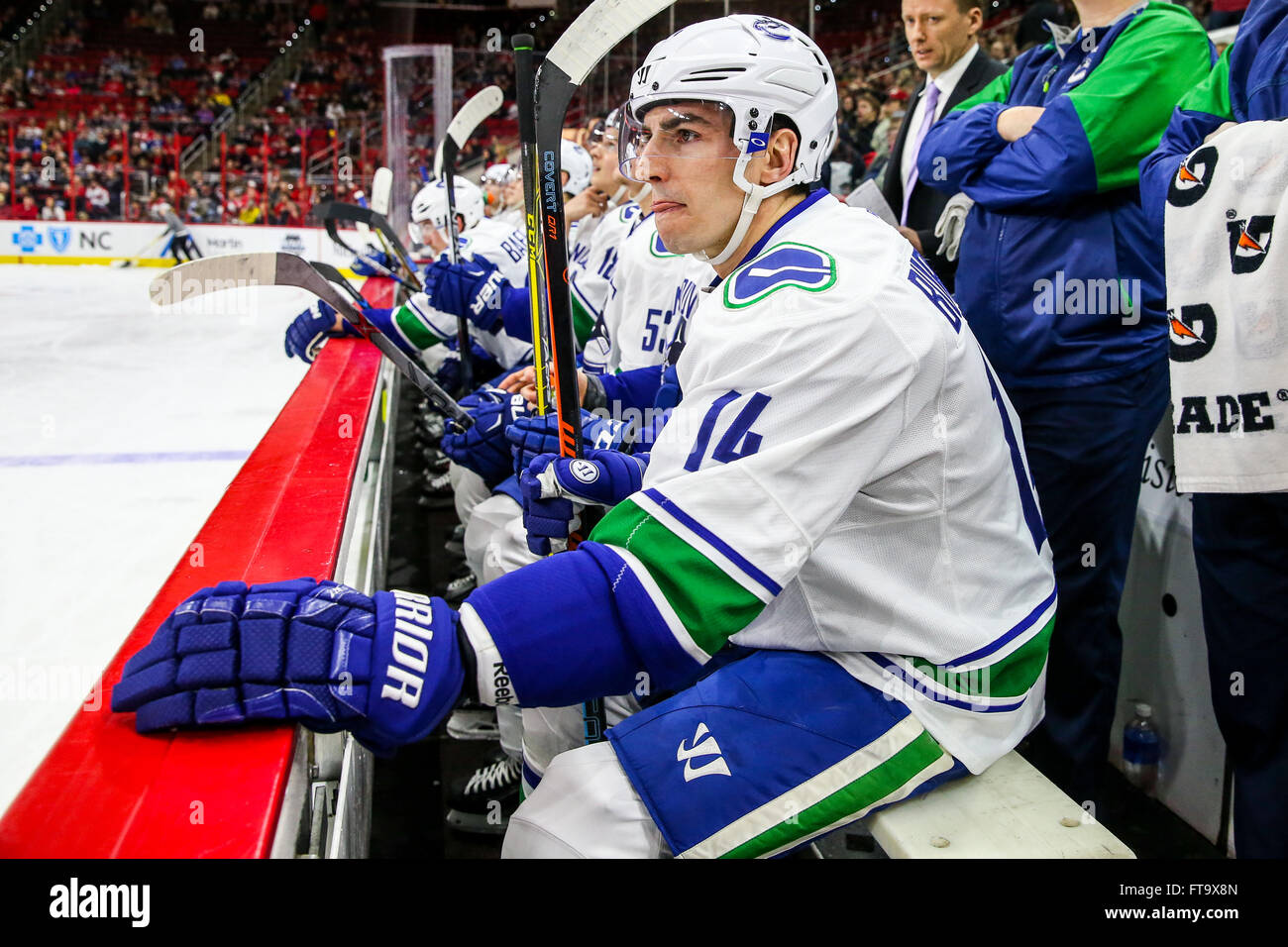 Vancouver Canucks left wing Alex Burrows (14) during the NHL game ...