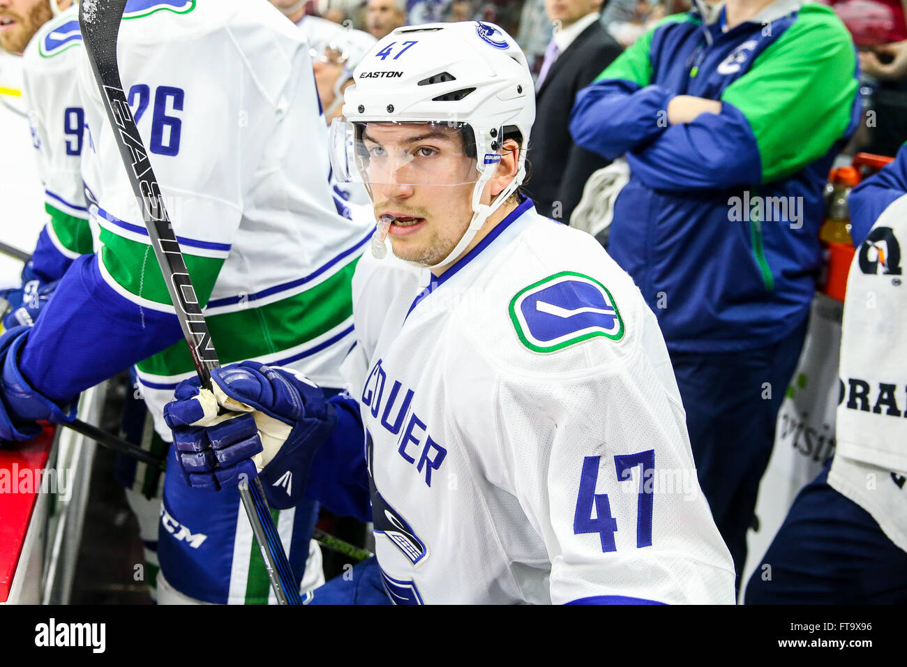 Vancouver Canucks left wing Sven Baertschi (47) during the NHL game ...