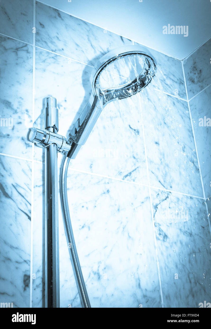 Detail of modern shower with water pouring Stock Photo - Alamy
