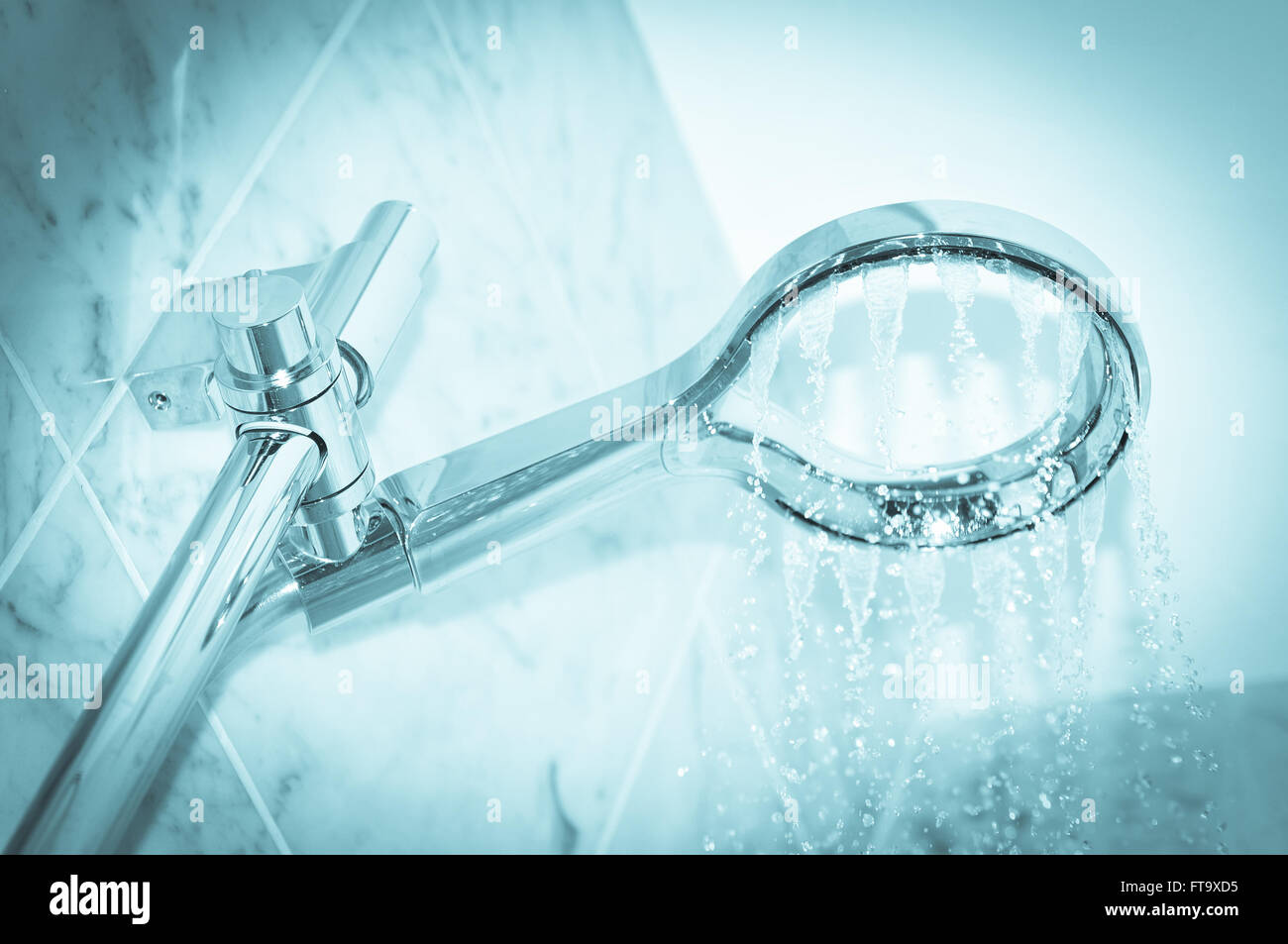 Detail of modern shower with water pouring Stock Photo - Alamy