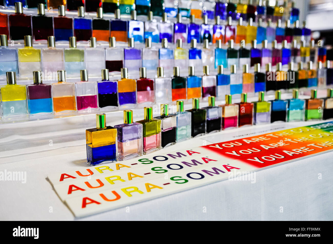 Lisburn, Northern Ireland. 25 Mar 2016 - Aura-Soma bottles and products ...