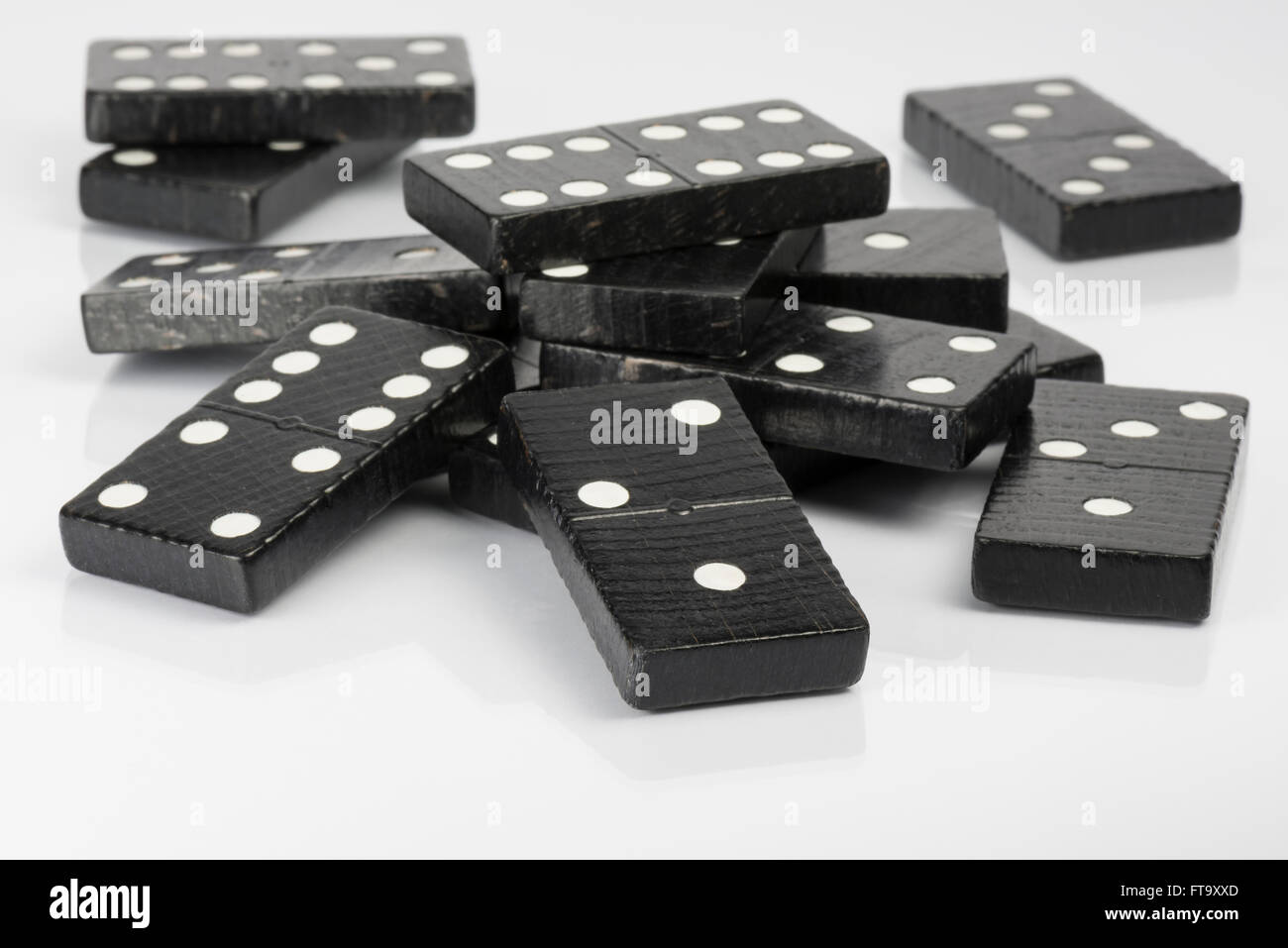 Composition of lying black domino bricks with white dots Stock Photo ...