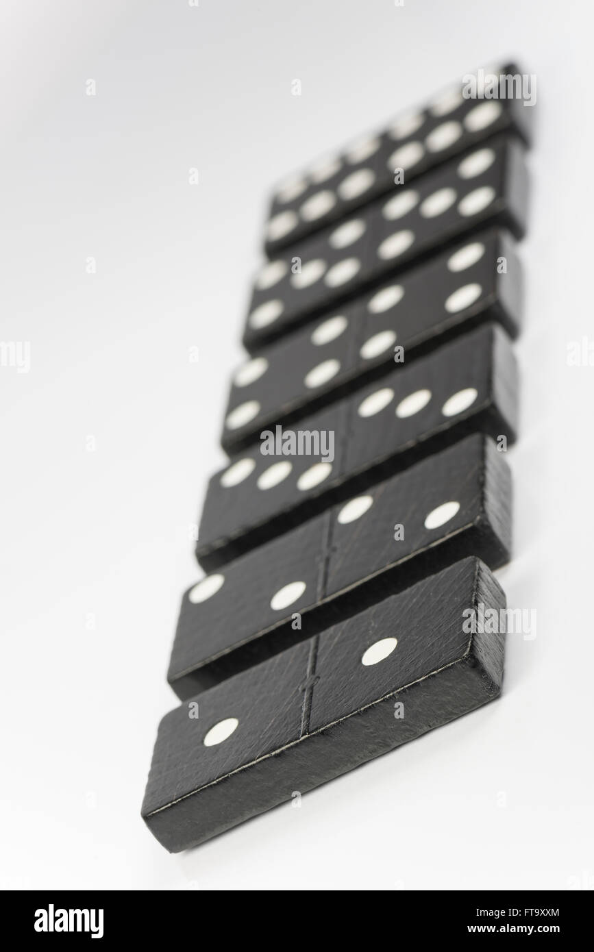 Composition of lying black domino bricks with white dots Stock Photo ...