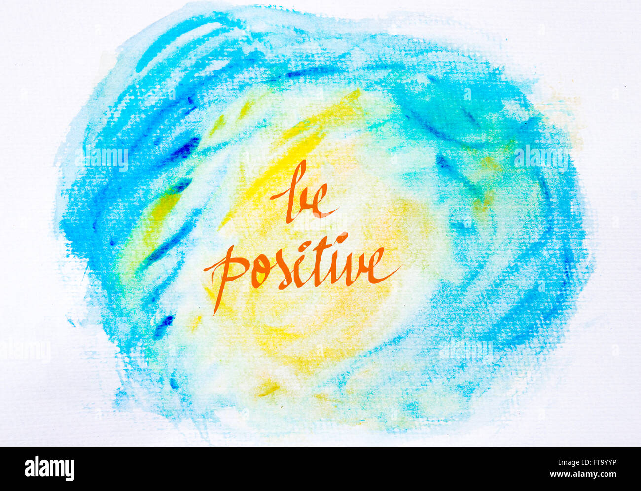 Inspirational abstract water color textured background in blue and ...