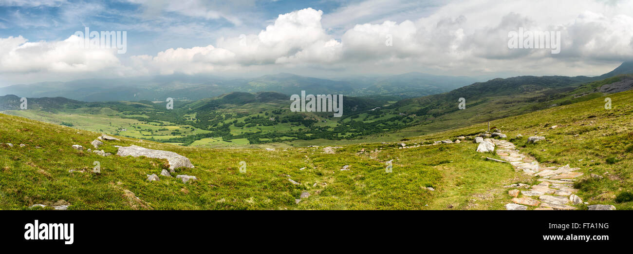 Beautiful large panorama landscape of Snowdonia National Park from ...