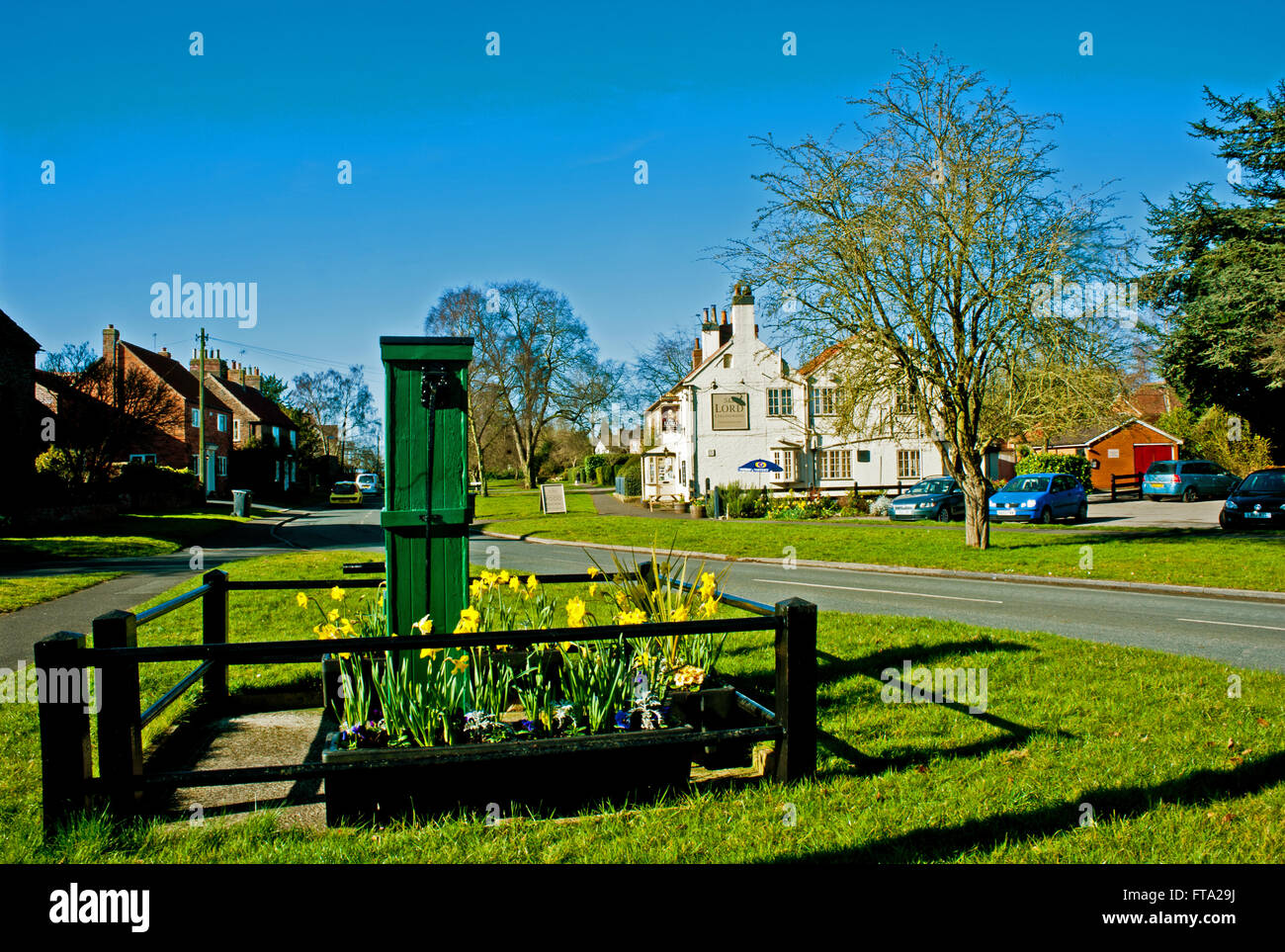 Water Pump on Village Green, Upper Poppleton, Yorkshire Stock Photo - Alamy