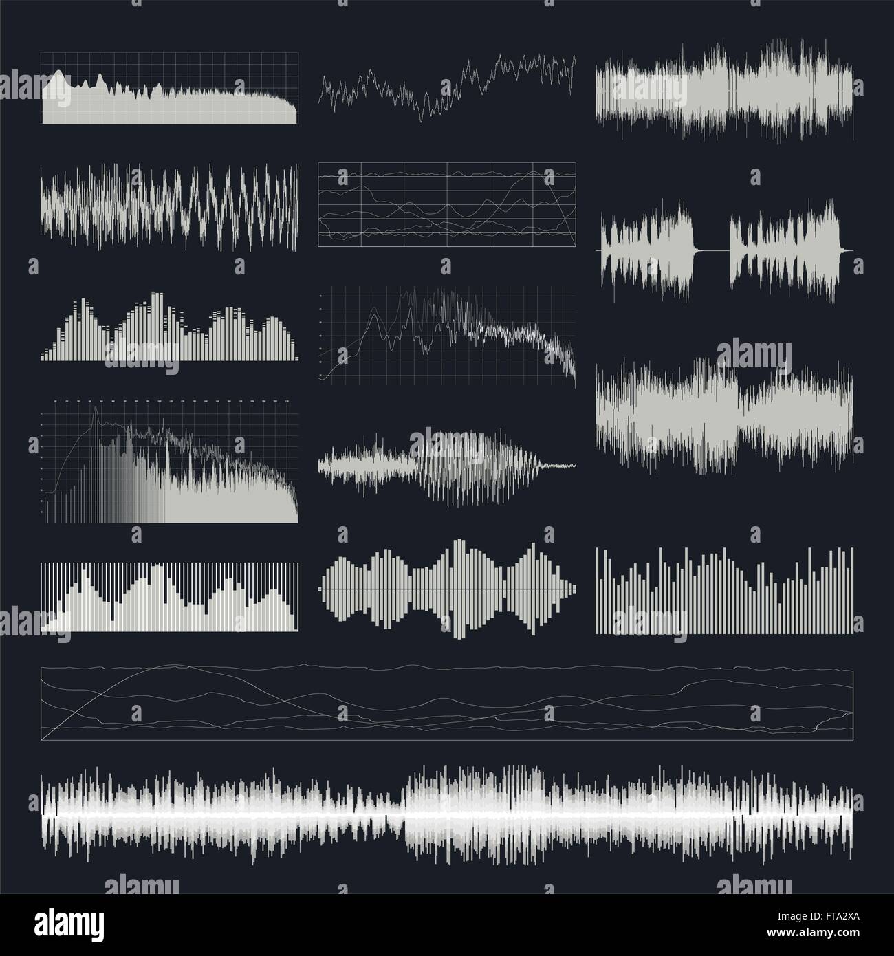 Music sound waves vector set isolated on a dark background Stock Vector ...