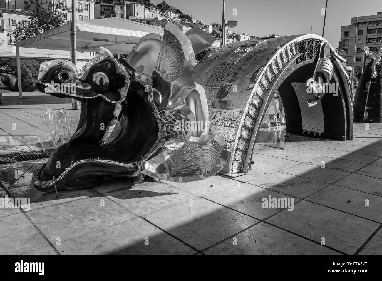 Dragon art installation in Martim Moniz Square, Lisbon, Portugal Stock ...