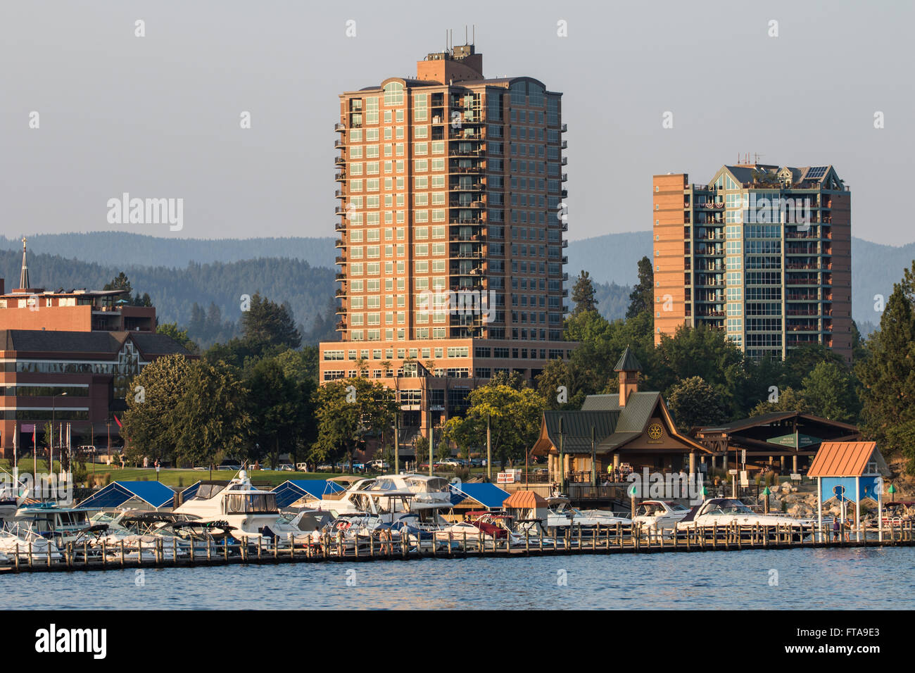 View of the city of Coeur d'Alene, Idaho from the lake Stock Photo - Alamy