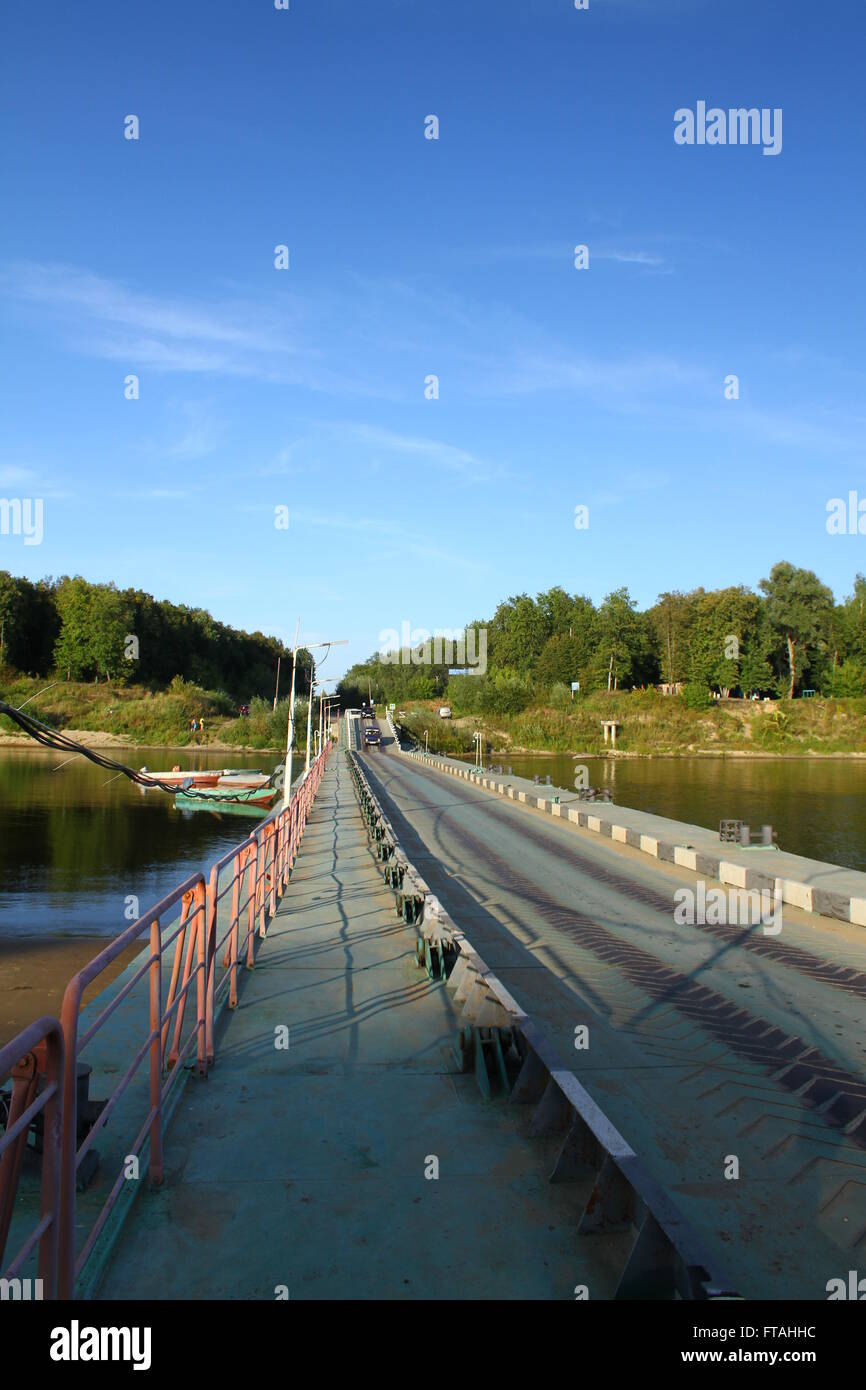 Pontoon bridge on the river Sura. Russia Stock Photo - Alamy
