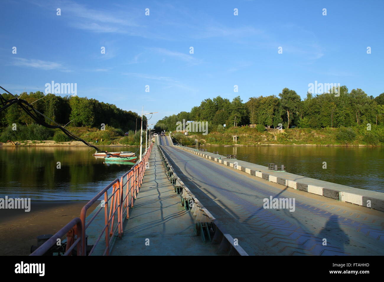 Pontoon bridge on the river Sura. Russia Stock Photo - Alamy
