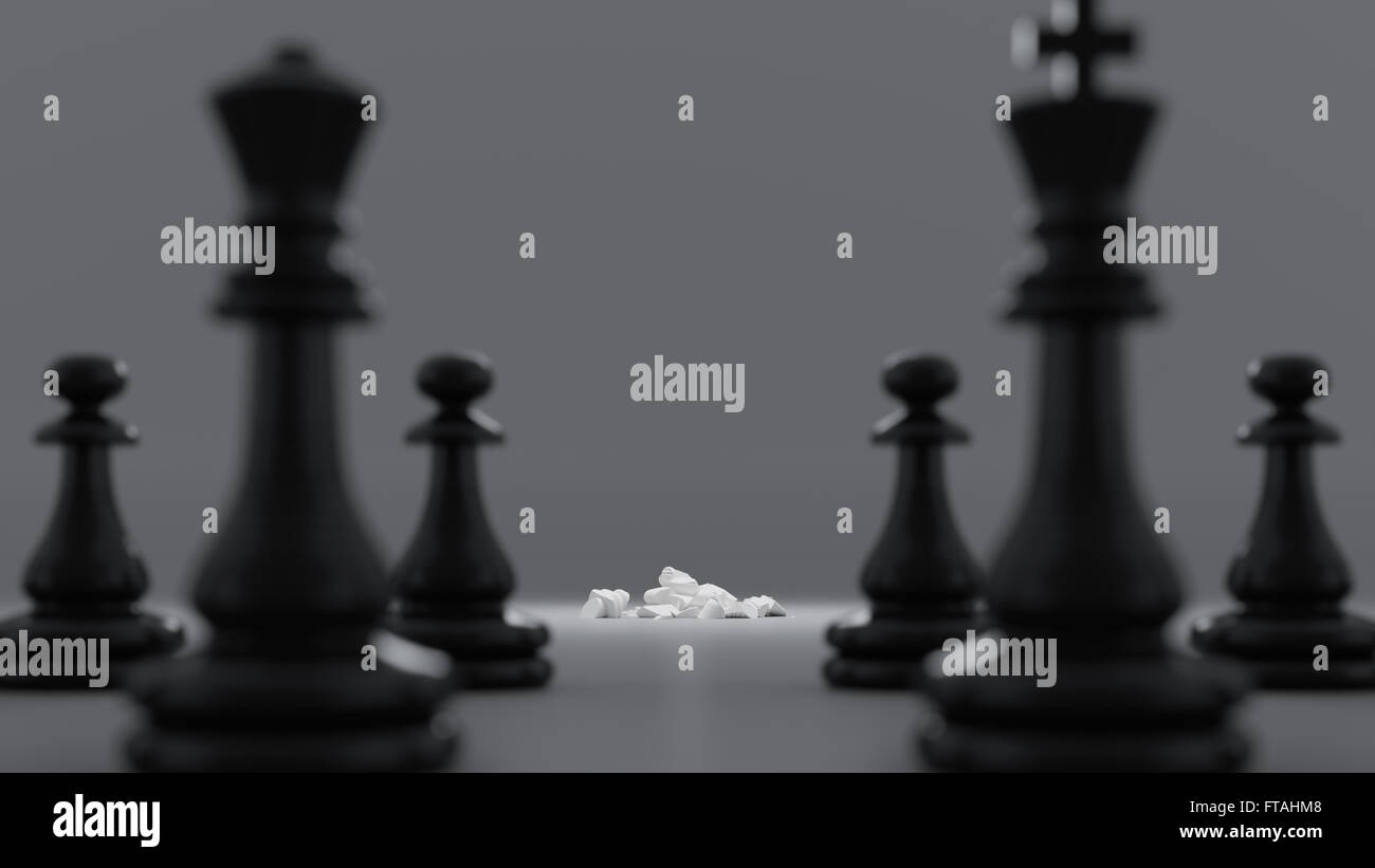 the queen lost in the chess game,surrounded and desperate Stock Photo ...