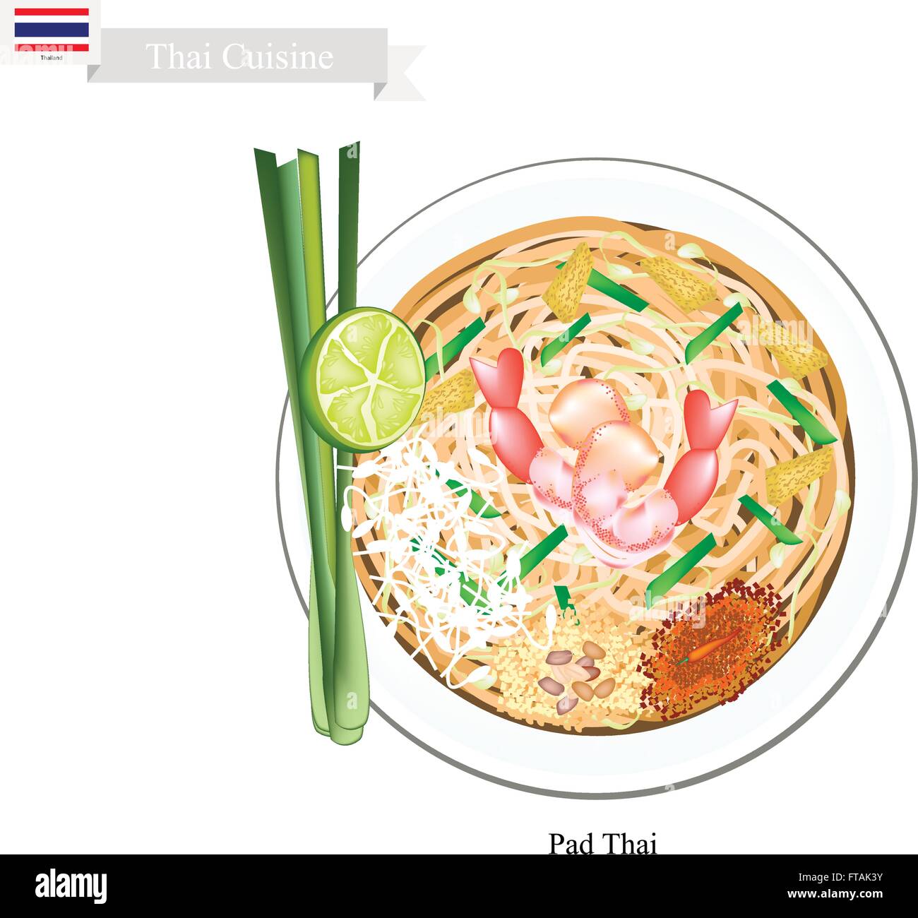Thai Cuisine, Pad Thai or Traditional Thai Stir Fried Noodles with ...