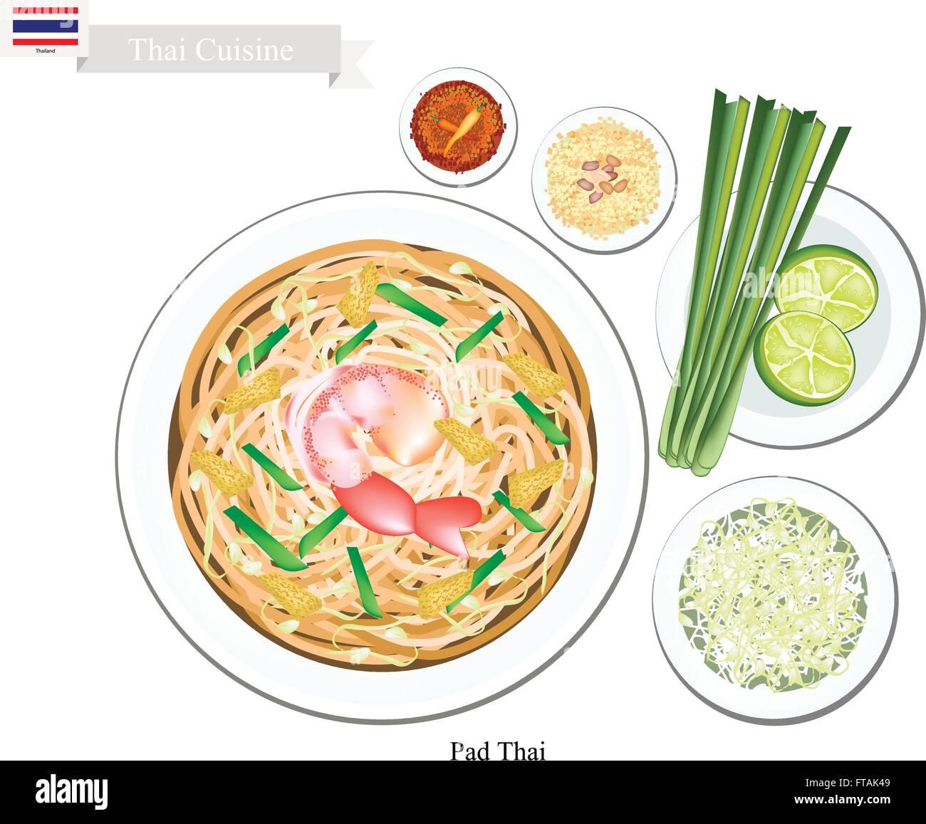 Thai Cuisine, Pad Thai or Thai Traditional Stir Fried Noodles with ...