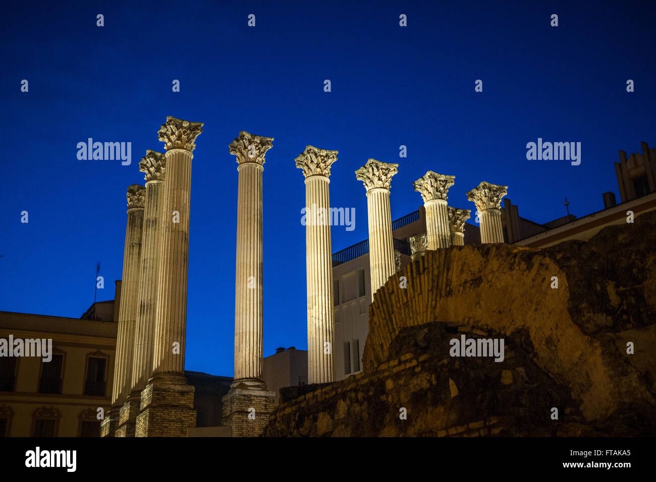 Roman temple at night Stock Photo - Alamy