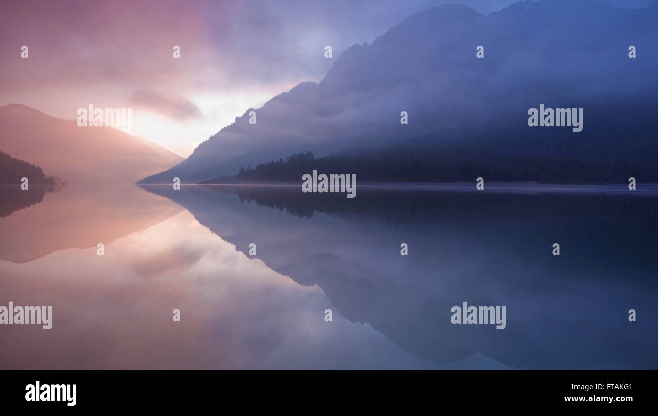 Calm lake with clouds Stock Photo - Alamy