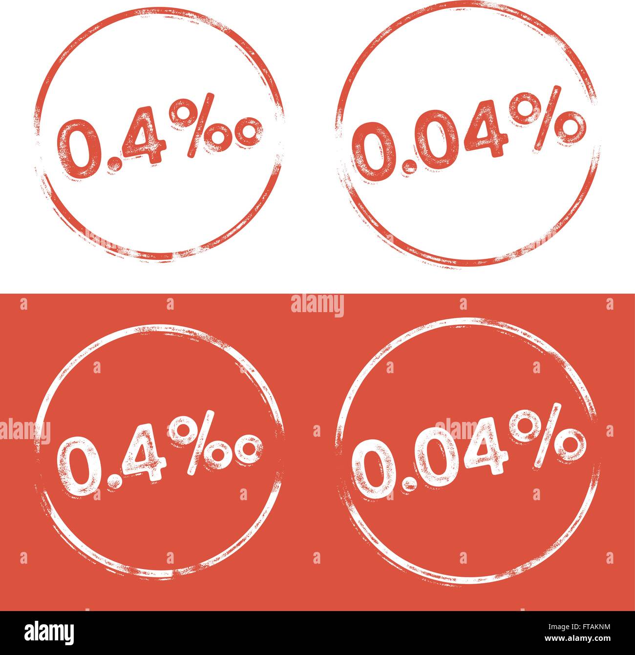 Per mille and percent illustration (0.4 ‰ and 0.04 %) in a grungy ...