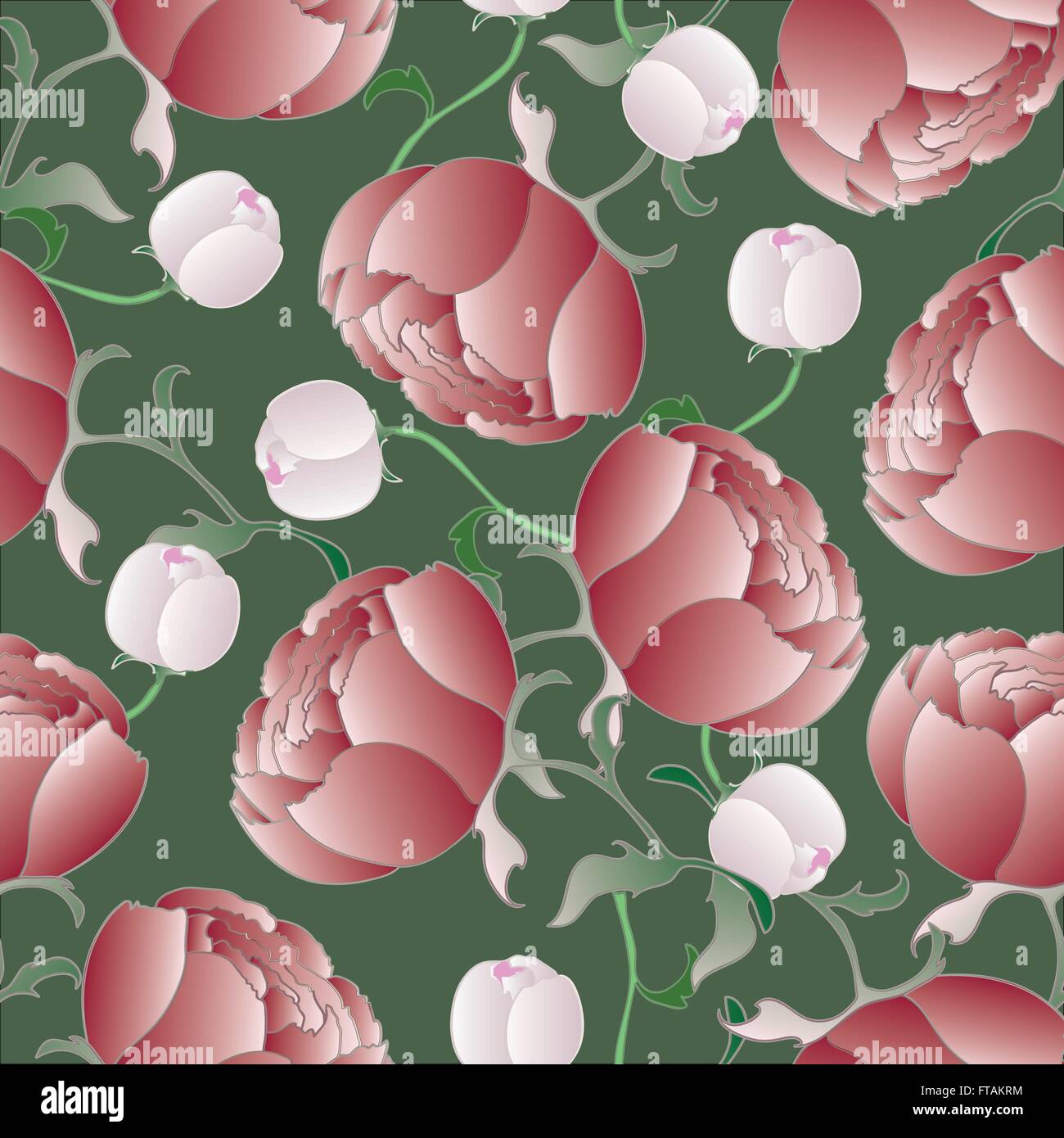 vector seamless background with peonies Stock Vector Image & Art - Alamy