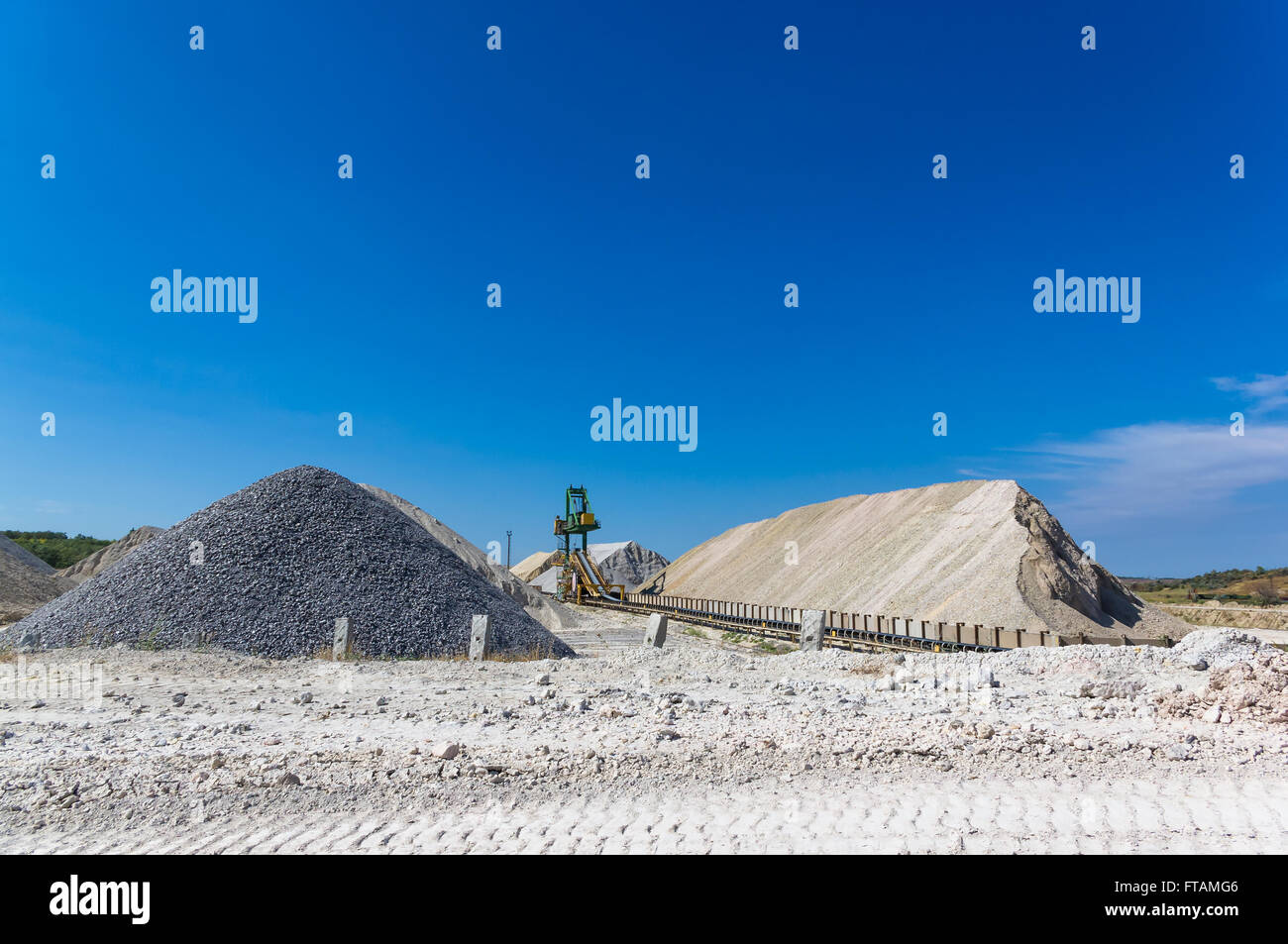 warehouse production in a quarry for the extraction of clay on blue sky ...