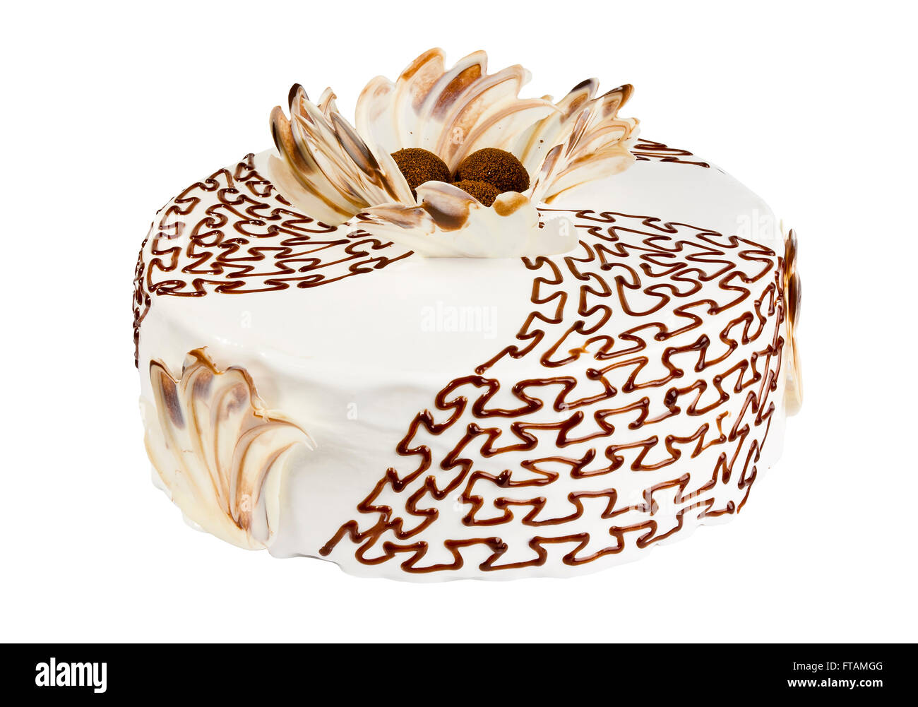 Delicious biscuit cake isolated on white background Stock Photo - Alamy