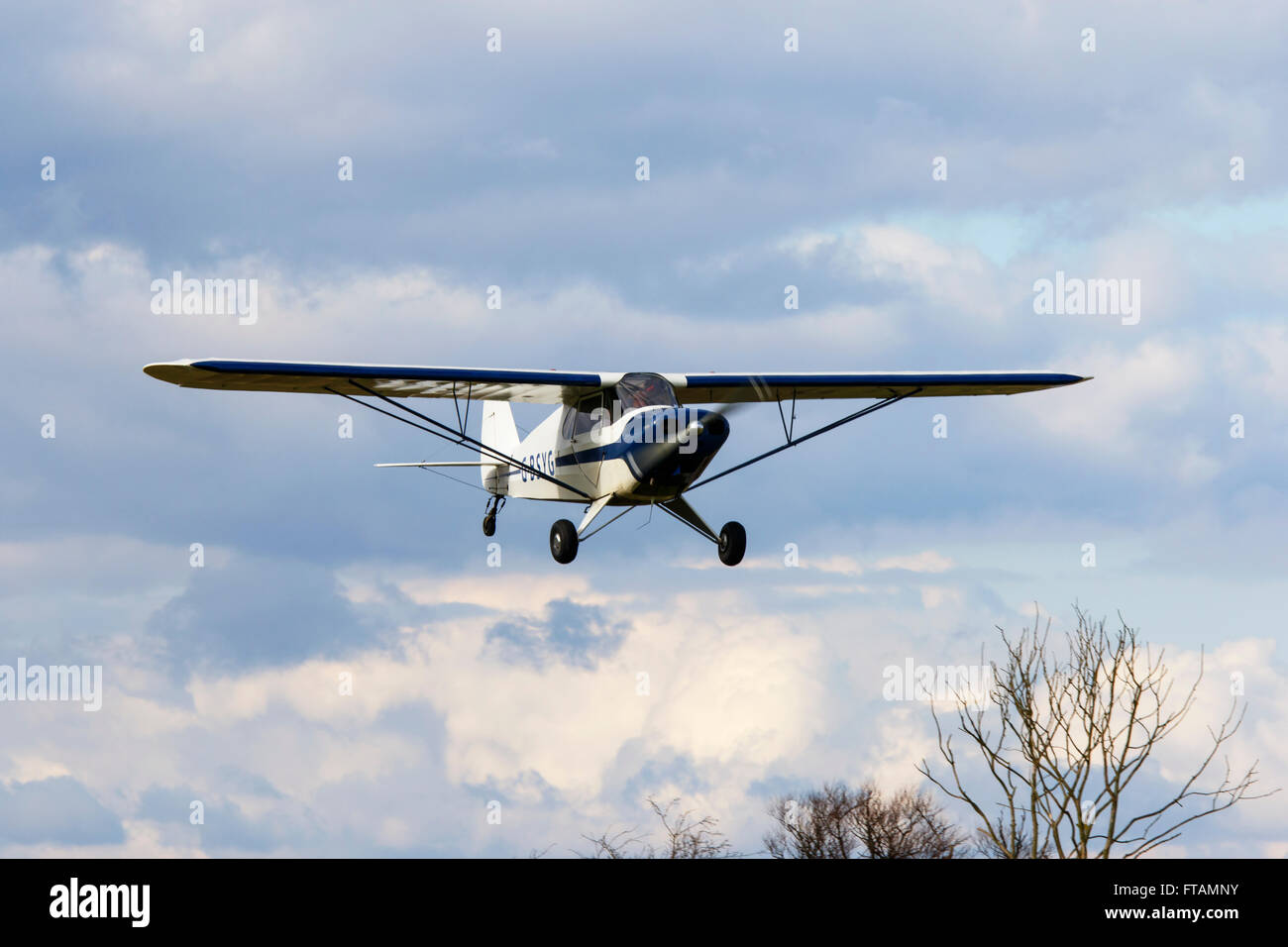 Piper PA-12 Super Cruiser G-BSYG on final approach to land at Breighton ...