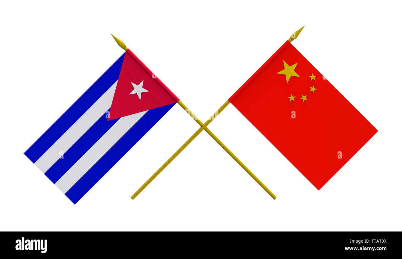 Flags of China and Cuba, 3d render, isolated Stock Photo - Alamy