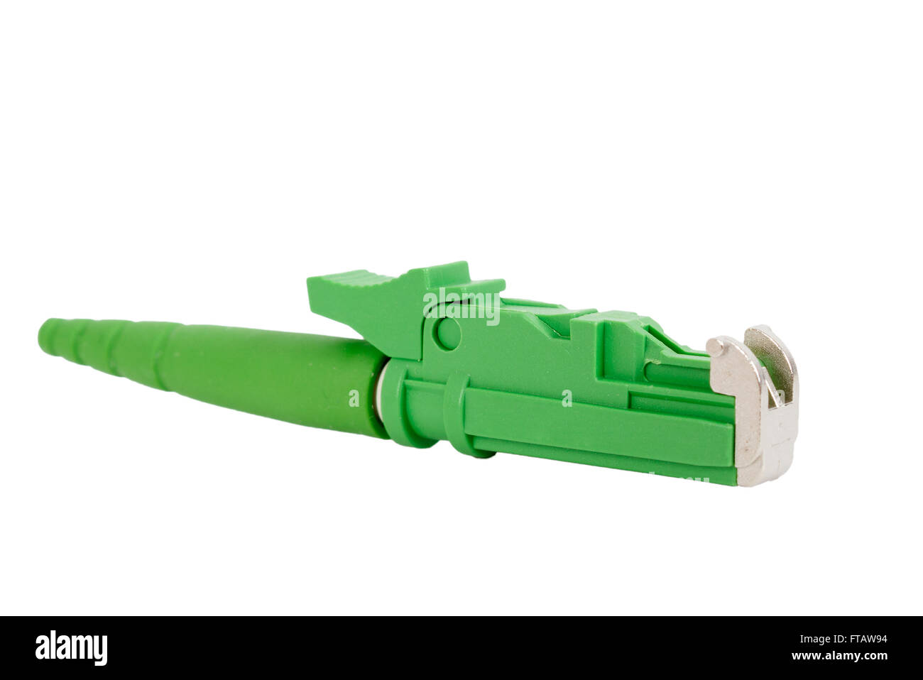 fiber optic E2 (LSH) pigtail, patchcord connectors isolated on white ...