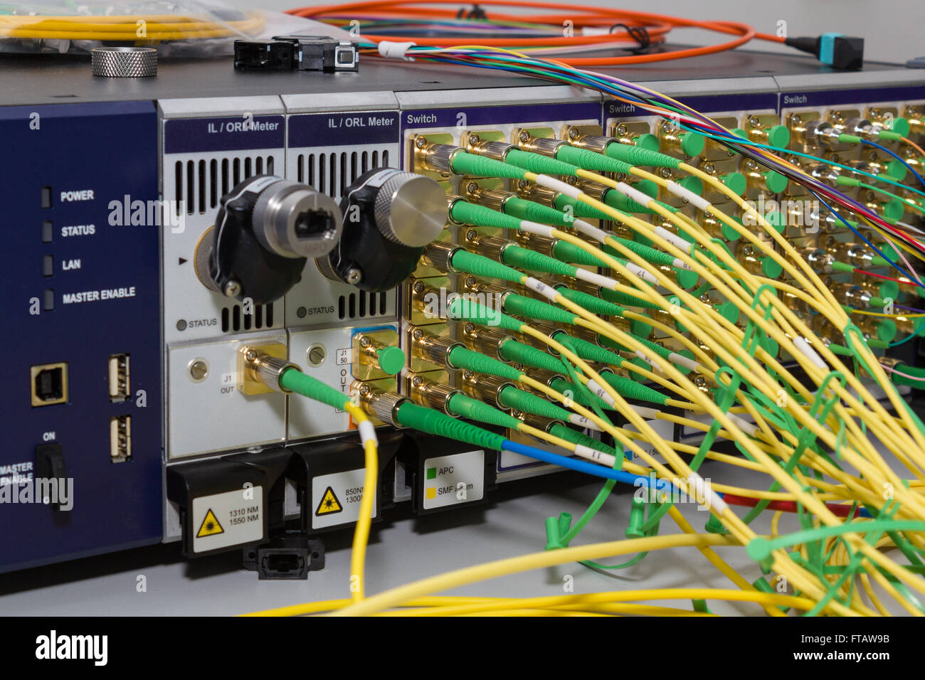 Modern fiber optic testing equipment - MTP FC connector analyzer Stock ...