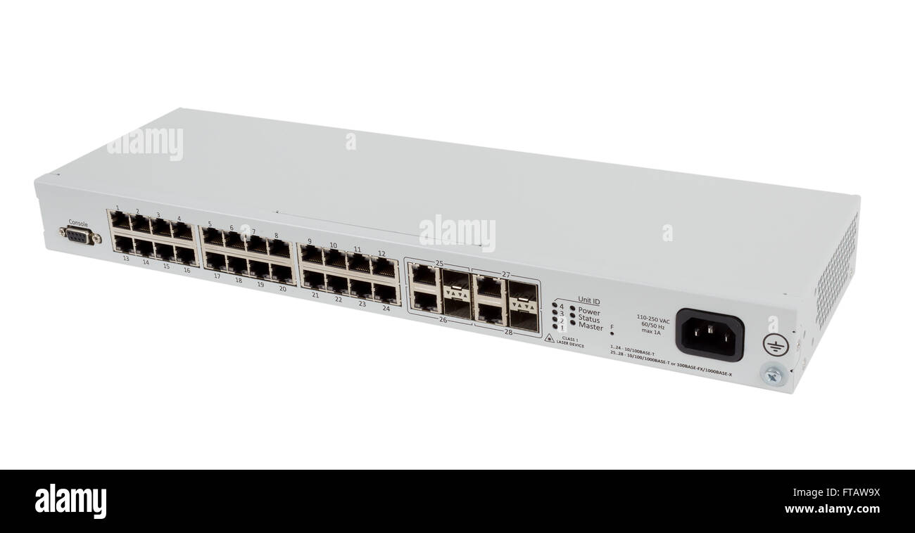 Professional network indistrial gigabit switch isolated on white ...