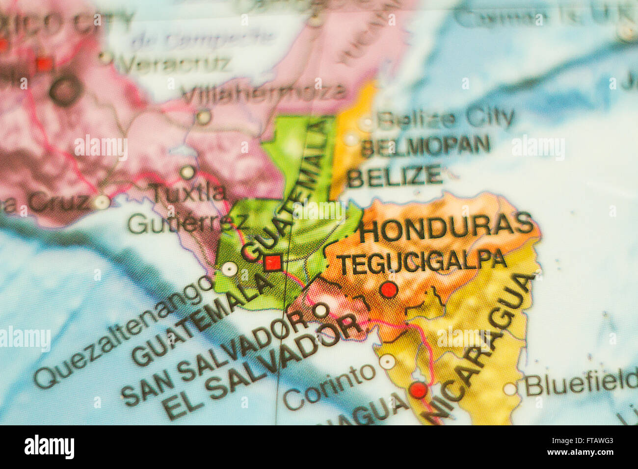 Photo of a map of Guatemala and the capital Guatemala Stock Photo - Alamy