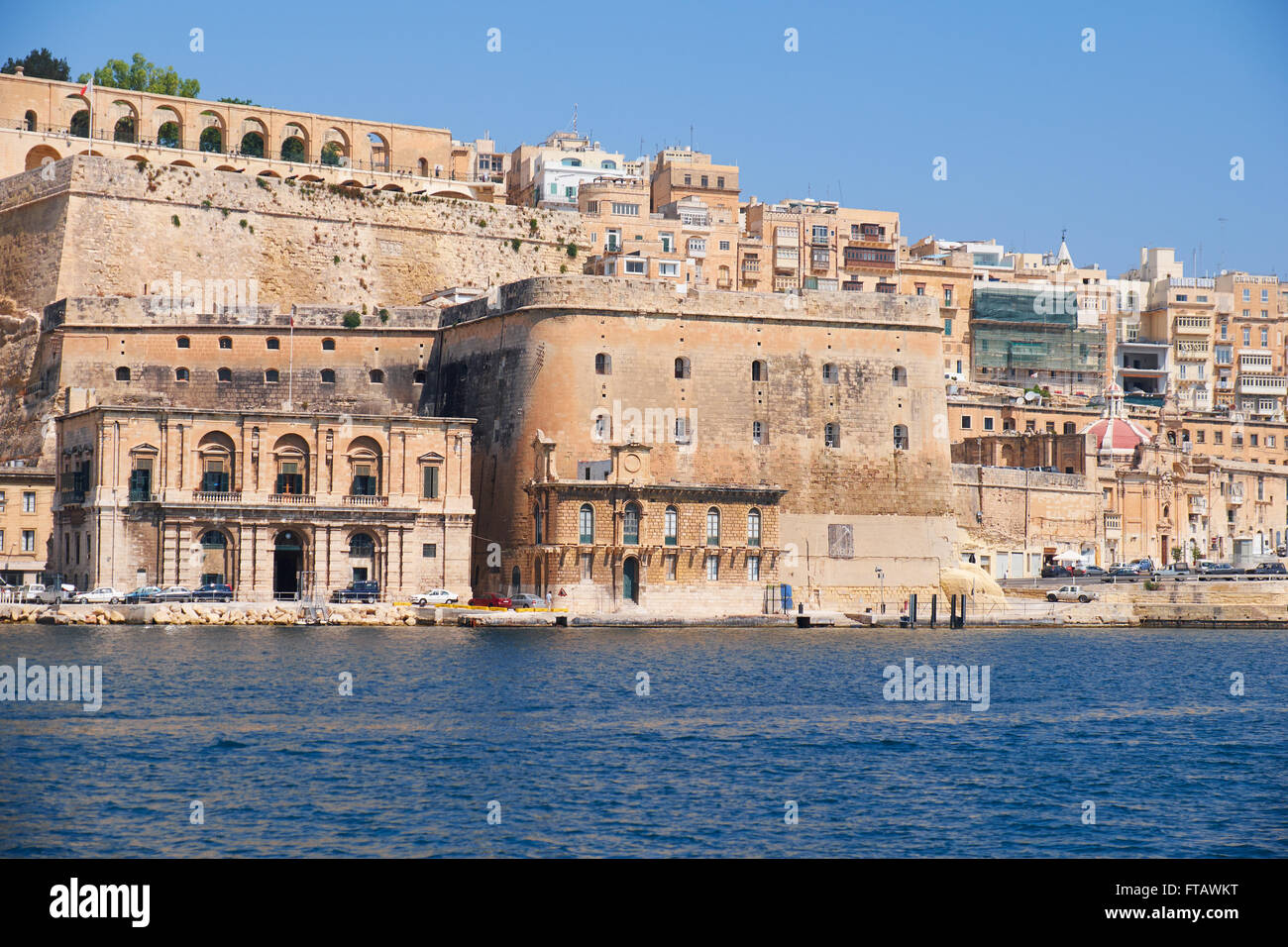 The view of Valletta capital city fortifications with Fort Lascaris and ...