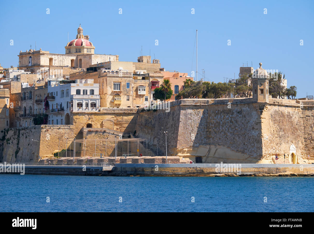 The view of Senglea (L-isla) peninsula with the Guard tower on the tip ...