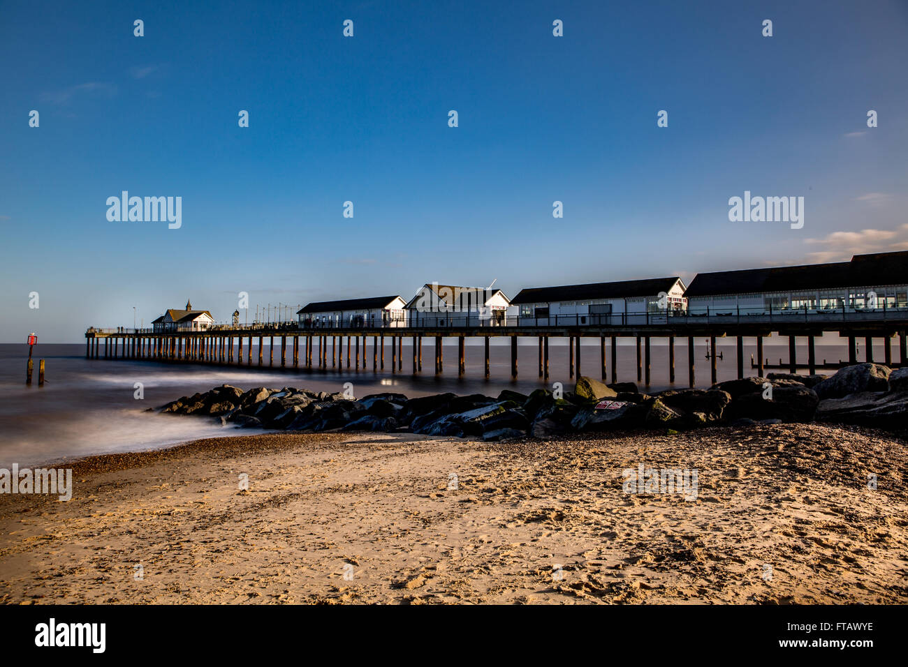 Southwold Pier on the Suffolk coast, seaside architecture Stock Photo ...