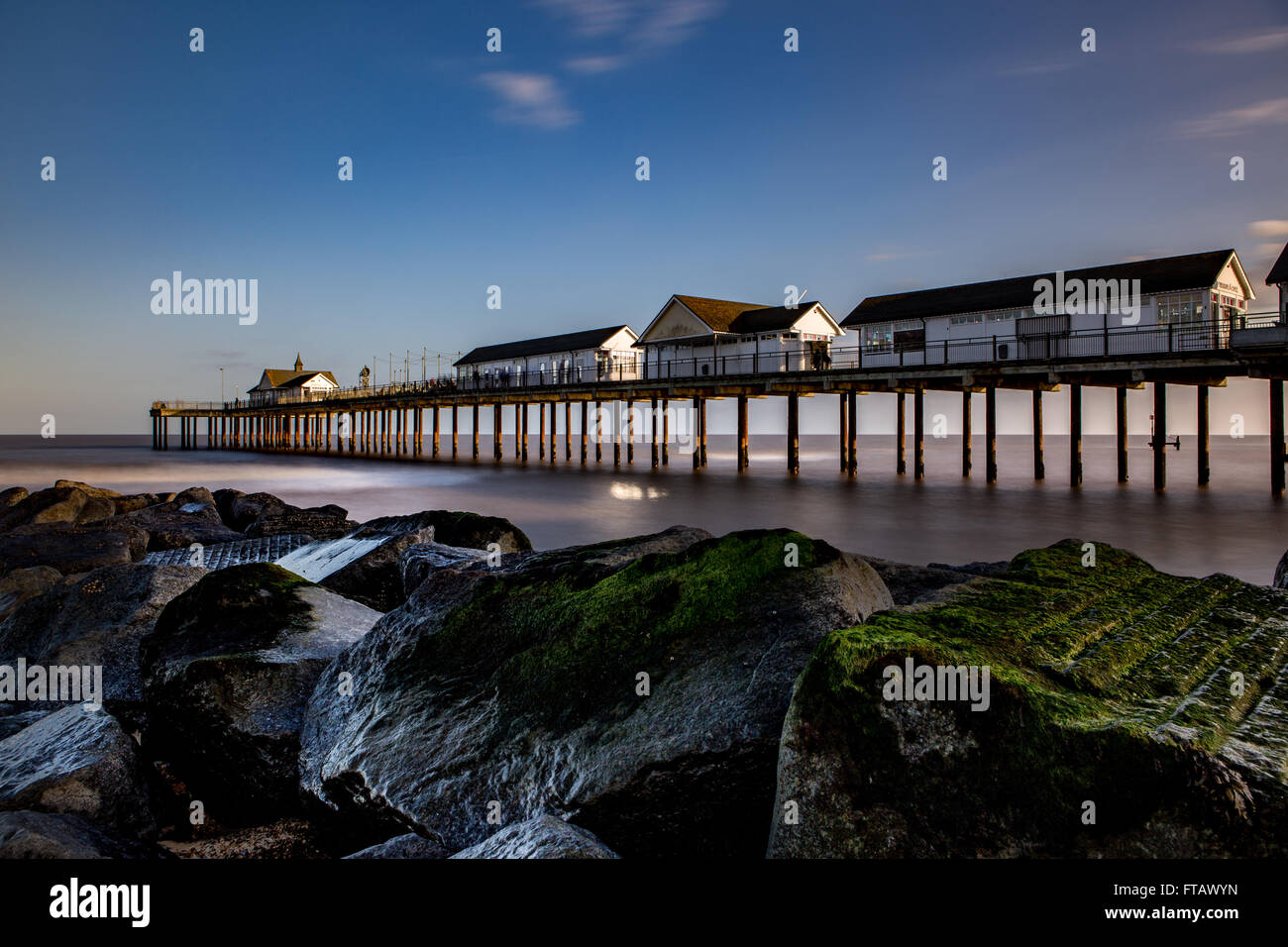 Southwold Pier on the Suffolk coast, seaside architecture Stock Photo ...