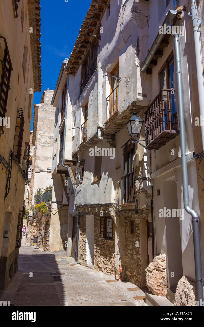 Typical streets and buildings of the famous city of Cuenca, Spain Stock ...