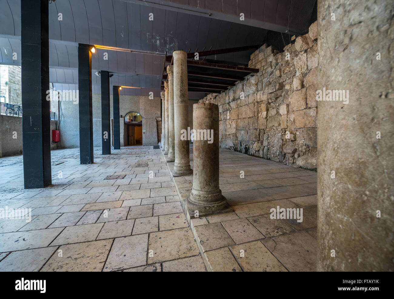 Byzantine columns at Cardo Street - main street of ancient Jerusalem ...