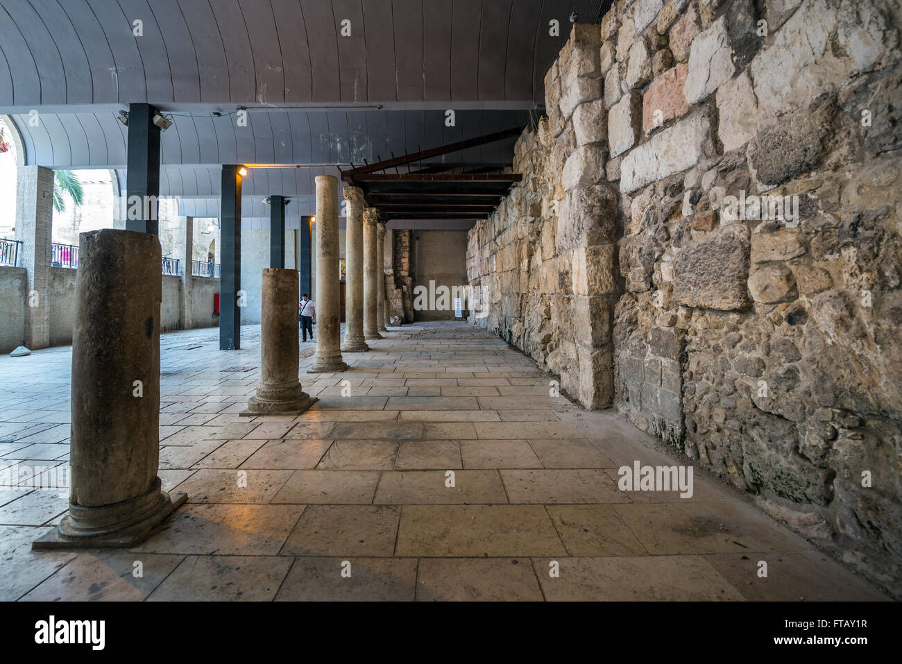 Byzantine columns at Cardo Street - main street of ancient Jerusalem ...