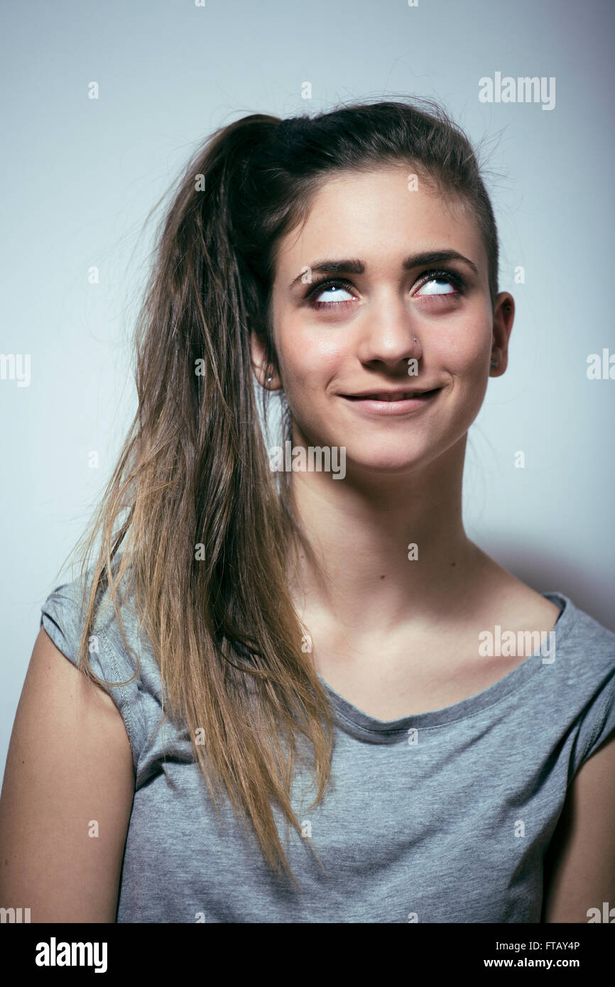 problem depressioned teenage with messed hair and sad face, real junky ...