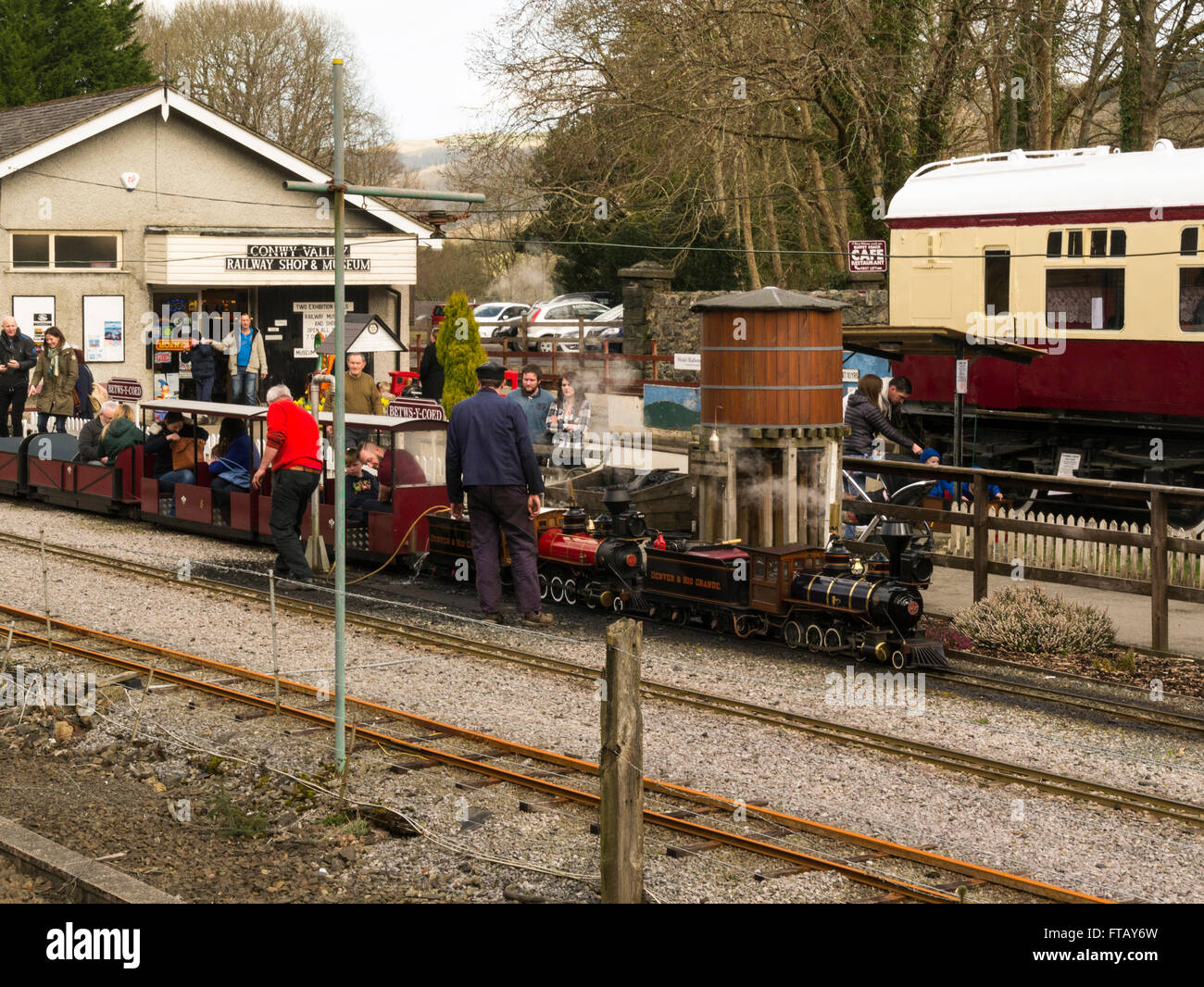 Miniature steam train rides at Betws-y-Coed Railway Station Conwy North ...