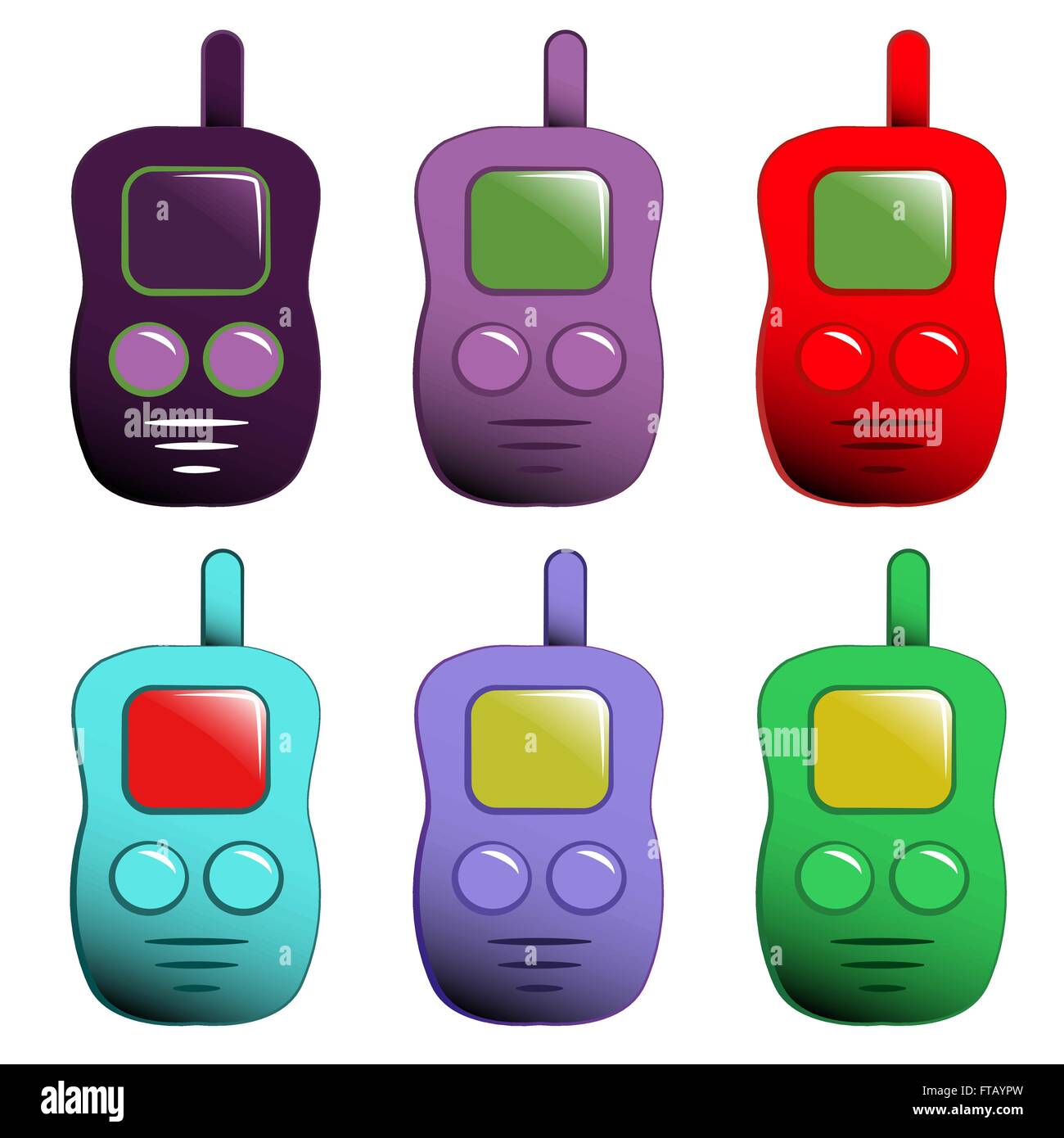 vector illustration. cartoon set of mobile phones in different colors ...