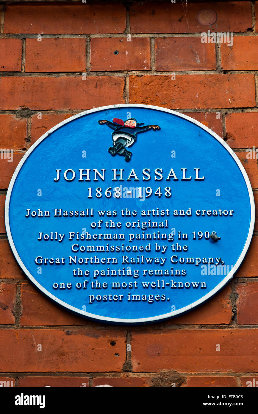 Commemorative blue plaque for artist John Hassall, who in 1908 created ...